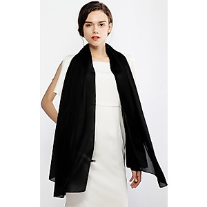 RIIQIICHY Women Shawls and Wraps for Evening Dresses Like Chiffon Black Silk Scarf Formal Silky Pashmina Shawls for Weddings