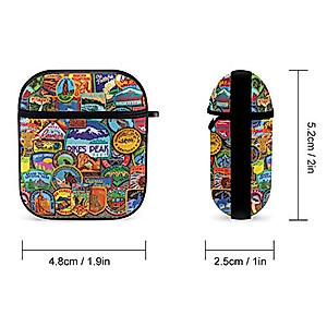 National Parks Badges Airpods Case Cover for Apple AirPods 2&1 Cute Airpod Case for Boys Girls Silicone Protective Skin Airpods Accessories with Keychain