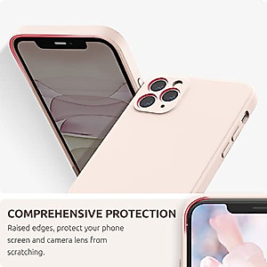 SURPHY Square Silicone Case Compatible with iPhone 11 Pro Case 5.8 inches, Square Edges Liquid Silicone Phone Case (Individual Protection for Each Lens) for iPhone 11 Pro (Light Pink)