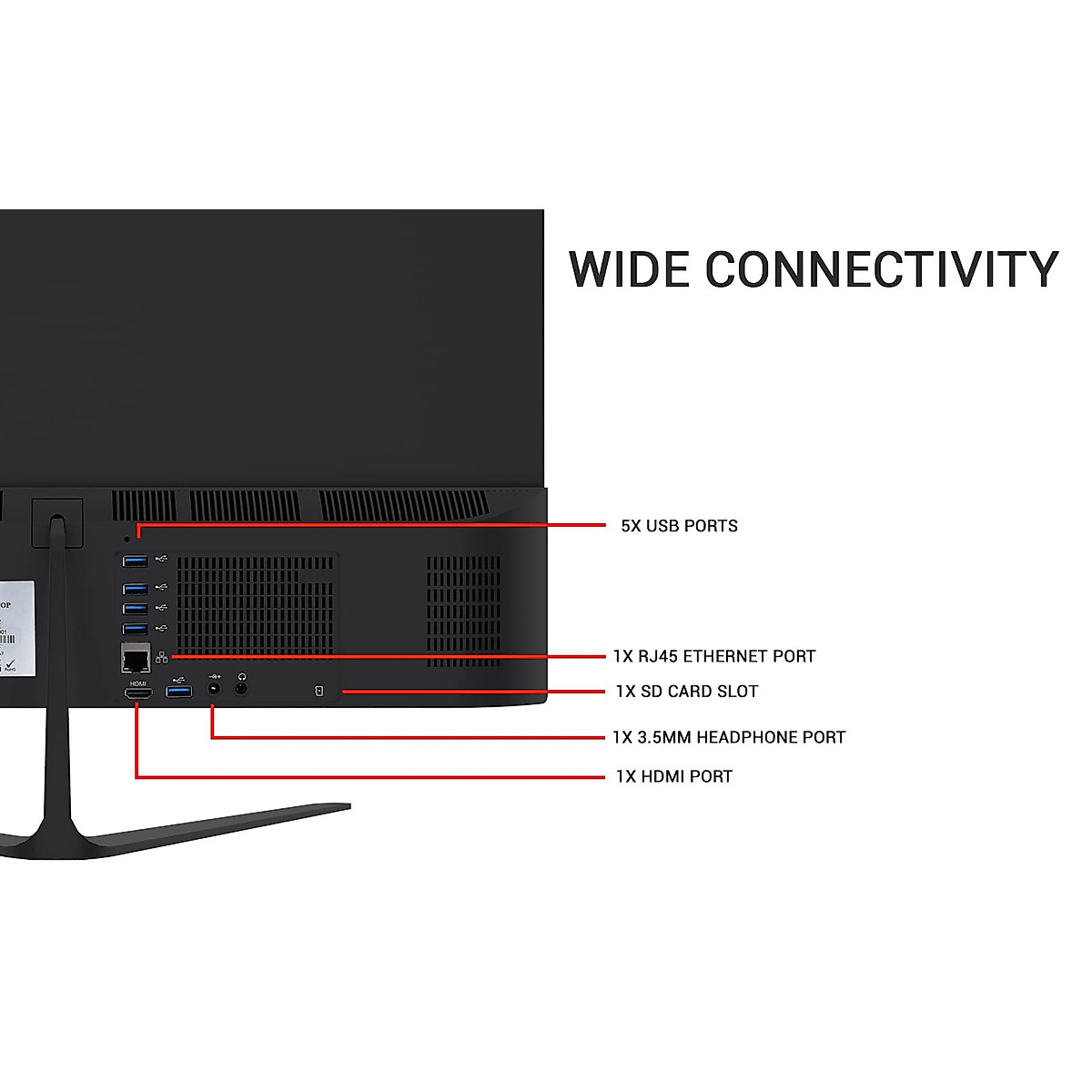 23.8" Full HD IPS All-in-One Desktop Computer with Windows 11 - Intel N4120 QuadCore, 4GB RAM, 128GB SSD, Dual-Band WiFi, Bluetooth, Expandable HDD - AIO PC with Front Camera, Wireless Keyboard, Mouse