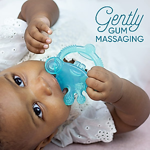 Funny Baby Teether for Boys and Girls. Odorless Medical Grade Non-Toxic Smiley Silicone Teether. BPA Free (Aqua Blue)