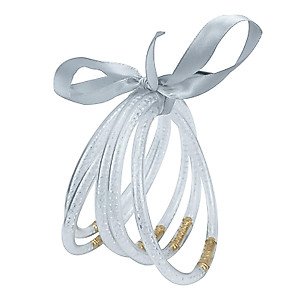 YBMYCM 5PCS Glitter Jelly Bangles Bracelets Set for Women Glitter Filled Jelly Silicone Bracelets