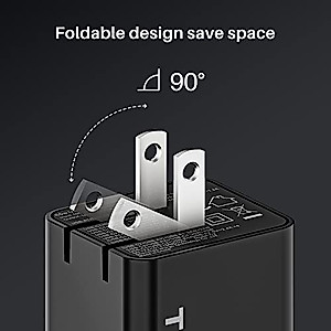 TOZO C2 USB C 65W Fast Foldable Wall Charger PD Power Adapter 4 Ports Compatible for MacBook Pro/Air, iPad Pro, USB-C Laptops, iPhone 14/13/12/Pro/Pro Max, Samsung S22/21, Black(Cable not Included)