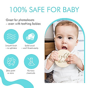 Baby Milestone Signs – Handcrafted Wooden Baby Milestones to Photoshoot Baby's First Year of Life, Set of 13 (Includes Hello World Newborn Sign, 1 Year and all Months Between)