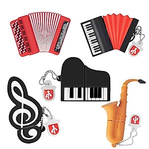 Leizhan 5 x 8GB Cute Music USB Flash Drive, Accordion*2/Saxophone/Piano/Notes Shape Musical Instruments Thumb Drive Memory Stick Drive Pendrive Gift for Kids, Teacher, Friends