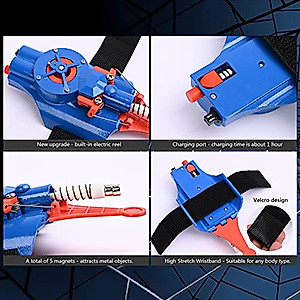 SUIZU Web Shooters, Spider Silk Launcher for Kids - USB Charging, Rope Launcher - Can Grab Small Objects, Super Hero Launcher Gloves Wrist Toy Cosplay Launcher Bracers Accessories (Red)