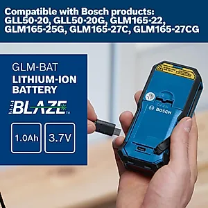 Bosch GLM-BAT 3.7V Lithium-Ion 1.0 Ah Battery, Includes USB-A to USB-C Cable