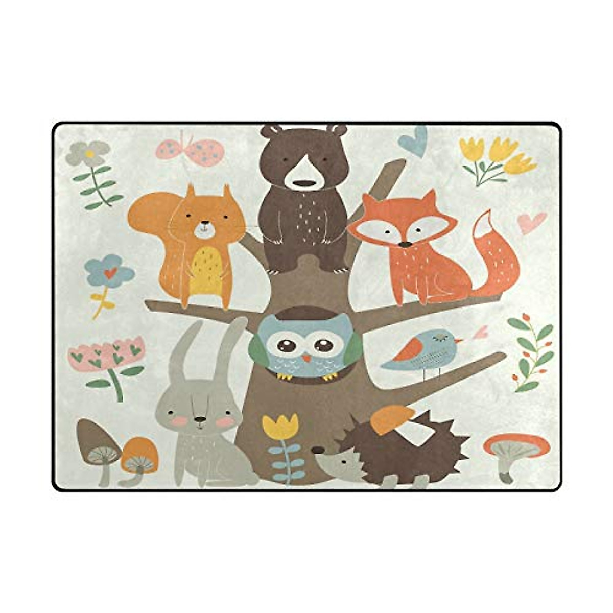 ALAZA Bunny Rabbit Animal Fox Non Slip Area Rug 5' x 7' for Living Dinning Room Bedroom Kitchen Hallway Office Modern Home Decorative