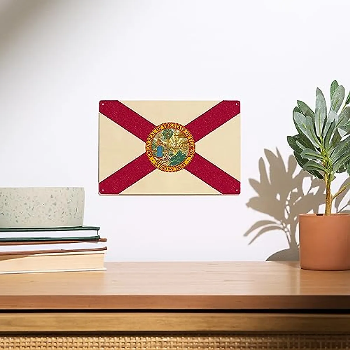 Lantern Press 6x9 Inch Wood Sign, Ready to Hang Wall Decor, Florida State Flag, Letterpress