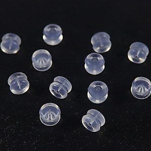 Silicone Earring Backs Earring Backings 12Pcs Soft Clear Ear Safety Back Pads Backstops Replacement for Fish Hook Earring Studs Hoops,Locking Secure Earring Backs for Heavy Earring