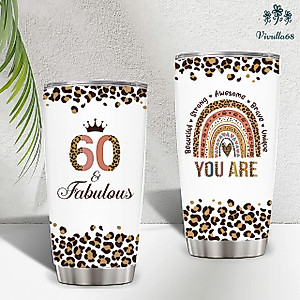 Vivulla68 Happy 60th Birthday Gifts For Women, 60 Birthday Gifts For Women, Birthday Gifts For 60 Year Old Woman, 1964 Birthday Gifts Women, Turning 60 Gifts, 60th Birthday Tumbler With Lid and Straw
