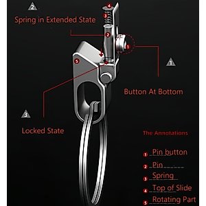 Mortise Lock Design Titanium Key Belt Clip Keychain Clip Belt Loop Key Chain Holder Key Hook for Pants Purse Belt Key Clasp With One Ti ring (Patented)