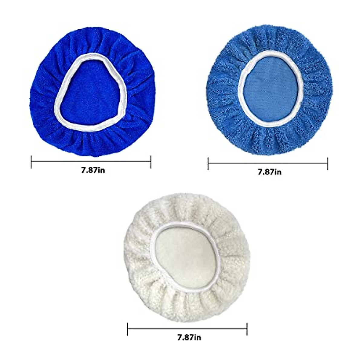 AICEL 9PCS Car Buffer Polisher Pad Bonnet, 9 to 10 Inches Car Orbital Polishing Bonnet Coral Fleece Buffing Cover, Soft Microfiber Car Woolen Wax Kit, Universal Auto Cleaning Waxers Set