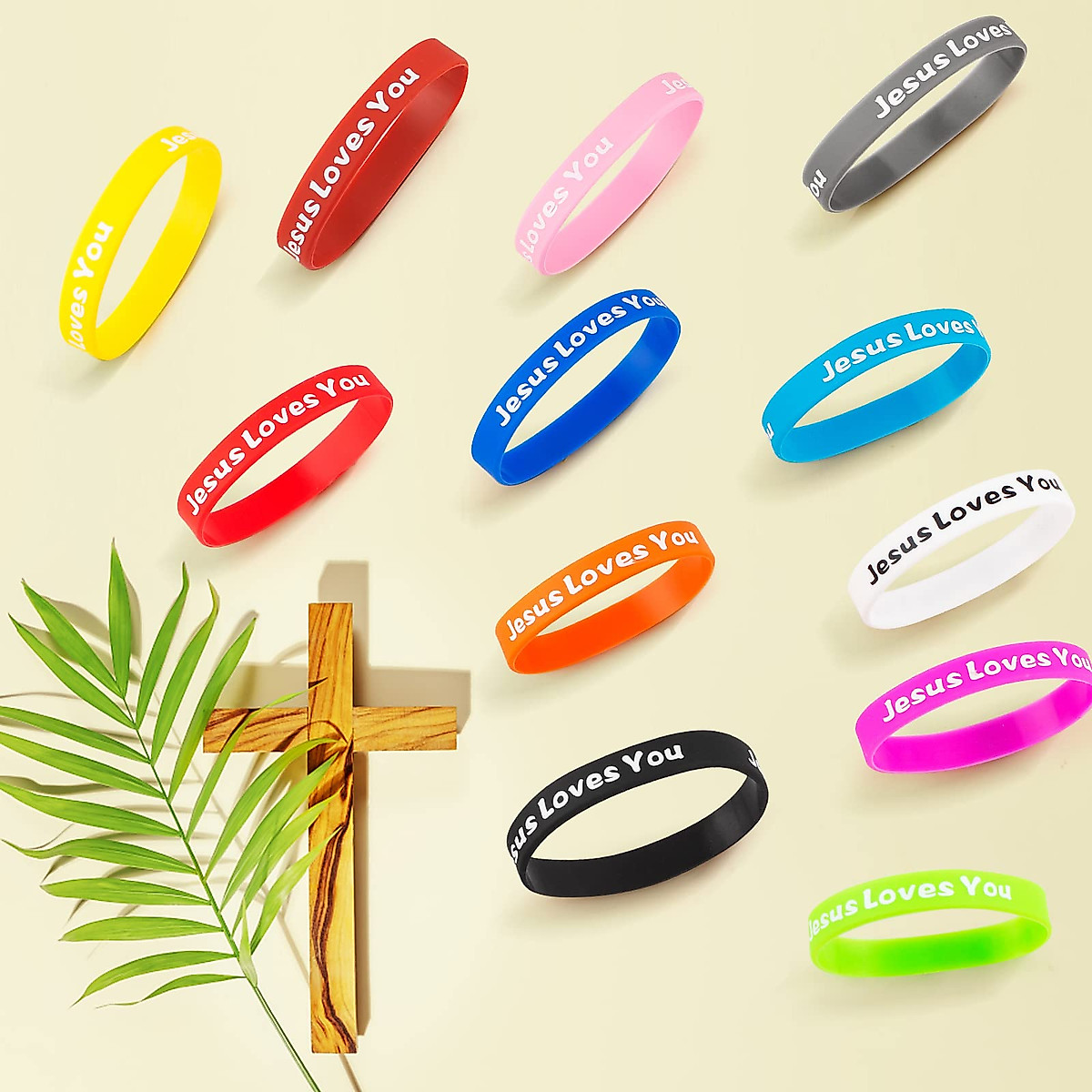 Jesus Loves You Rubber Bracelets Colorful Silicone Christian Jesus Wristbands for Men Women Party Favors Inspirational Bracelet for Adults Motivational Bracelet Christmas Gifts Church School (36)