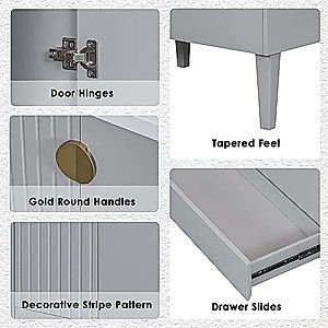 QuixotYDDZ 30 Inch Bathroom Vanity, Bathroom Vanity Cabinet and Ceramic Sink Combo, Freestanding Bathroom Storage Cabinet with Pull-Out Drawers, Solid Wood Frame, Soft Closing Doors, Grey