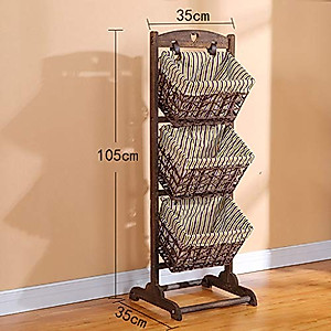 Basket Stratification Bookshelf Magazine Rack Frame Storage Rack Office Home Living Room Bedroom Brown MUMUJIN (Size : 35X35X105CM)