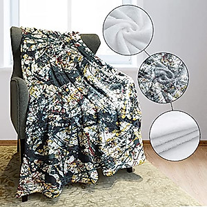 HommomH 60" x 80" Blanket Comfort Warmth Soft Cozy Air Conditioning Easy Care Machine Wash Jackson Pollock