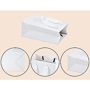 HUAPRINT White Paper Bags,White Gift Bags,Shopping Bags with Handles,20 Pack Small Gift Bags,7x4x9inch,Retail Bags,Party Favor Bags,Merchandise Business Bags,Wedding Bags