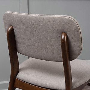 Christopher Knight Home Colette Fabric with Walnut Finish Dining Chairs, 2-Pcs Set, Light Grey / Walnut