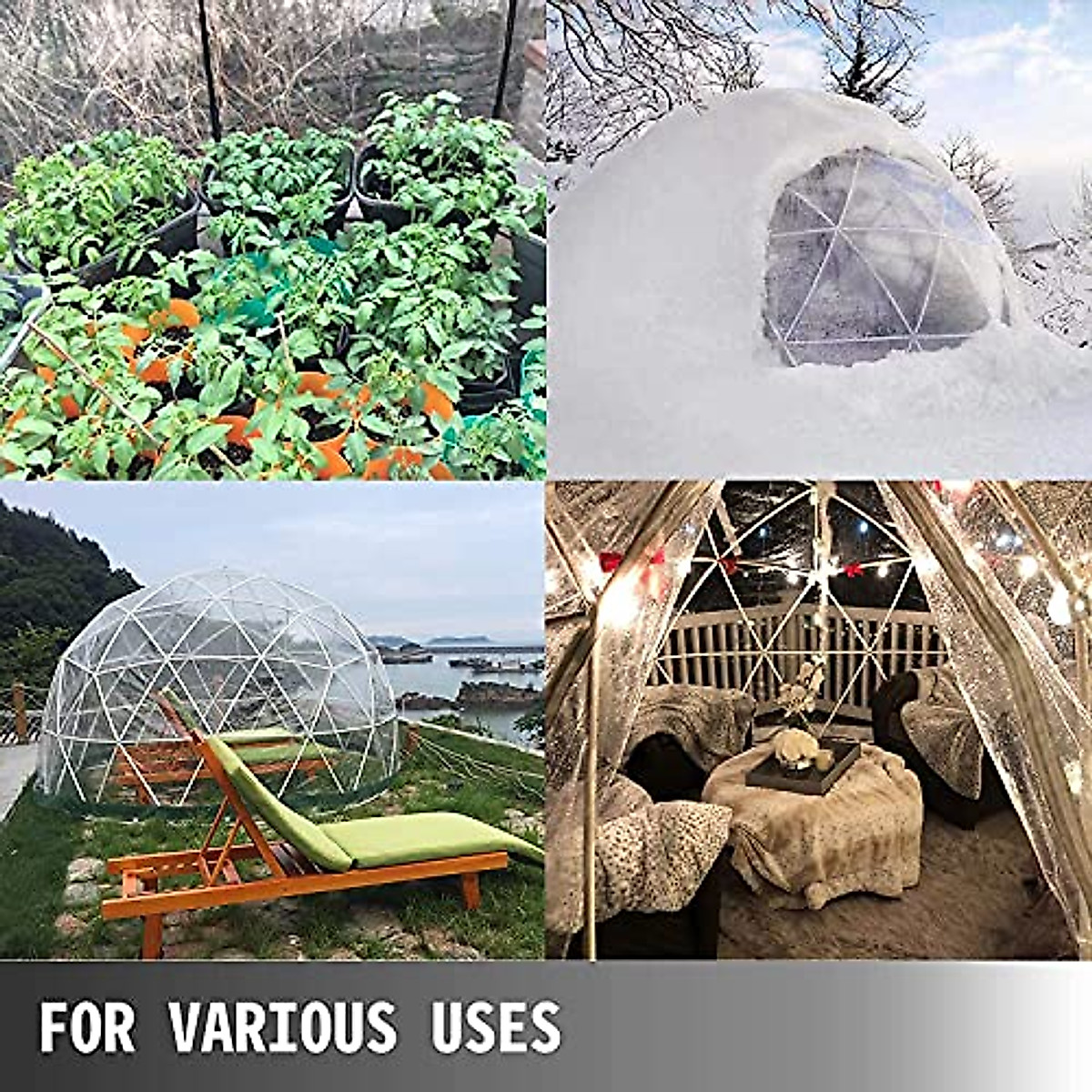 CZGBRO Bubble Tent Dome House Camping Tent 12ft, Garden Outdoor Clear Dome Shelter Geodesic Dome 5-7 Person for Backyard Patios, Canopy Gazebos Screen House Room Lean to Greenhouse