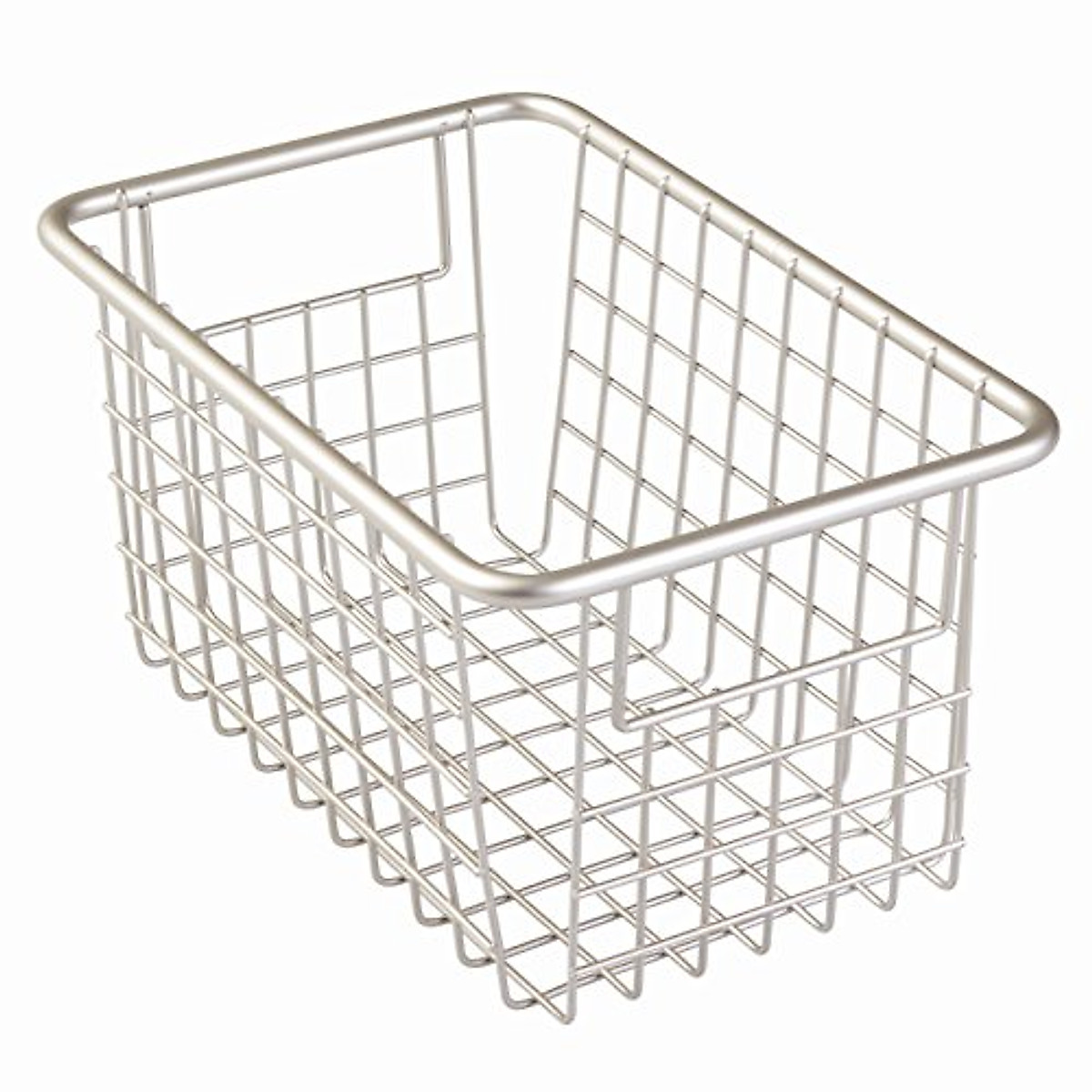 iDesign Forma Metal Wire Pantry Storage Organizer Bin with Handles, Container for Food, Drinks, Produce Organization , 10.24" x 6.24" x 5.06", Satin Silver,69565