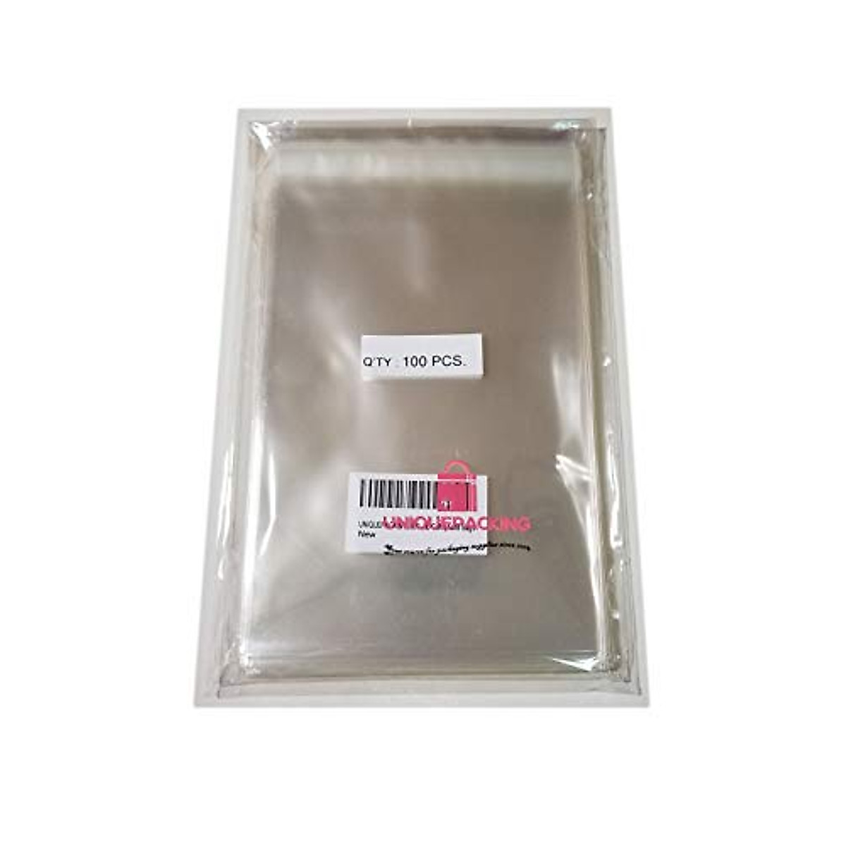 UNIQUEPACKING 100 Pcs 4 5/8 X 5 3/4 Clear A2+ Card Resealable Cello/Cellophane Bags (Fit One A2 Size Card w/Envelope)
