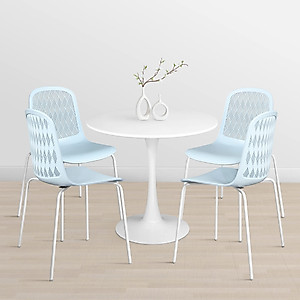 Armless Modern Chairs with Metal Legs for Living, Bedroom, Kitchen, Dining, Lounge Waiting Room, Restaurants, Cafes, Set of 4