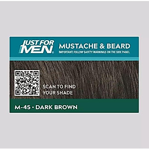 Just For Men Mustache & Beard, Beard Dye for Men with Brush Included for Easy Application, With Biotin Aloe and Coconut Oil for Healthy Facial Hair - Dark Brown, M-45, Pack of 3