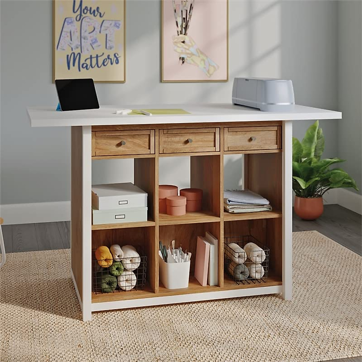 Sauder Craft Pro Series Transitional Engineered Wood Work Table in Brown