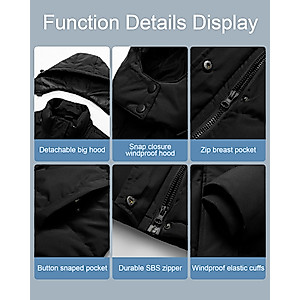 Pursky Women's Teen Lightweight Short Winter Hooded Coat Waterproof Warm Puffer Jacket Parka Black M