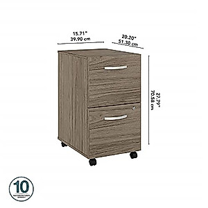 Bush Business Furniture Hybrid 2 Drawer Mobile File Cabinet-Assembled, Modern Hickory