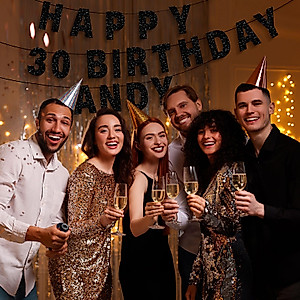 110 PCS DIY Letter Banner Customizable Banner Kit, Glitter Banner Kit Including 107 Letters and Numbers 1 Rope and 2 Threading Device for Graduation Wedding Party Baby Shower Birthday(Black)