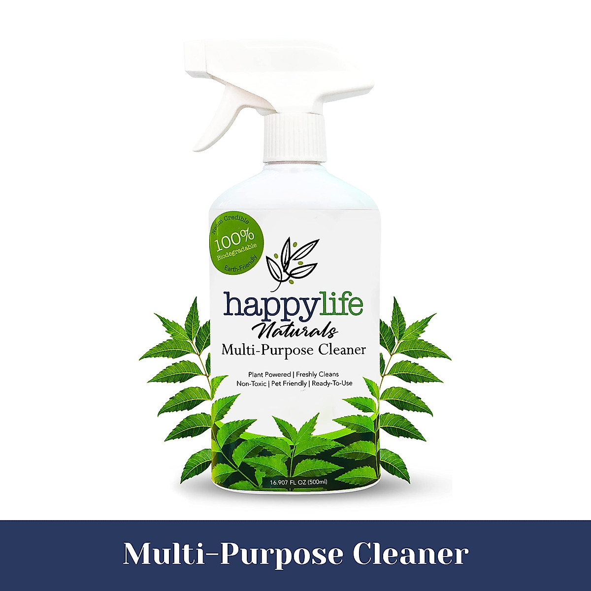 Happy Life Naturals - All purpose cleaner - natural household supplies - all purpose cleaning cleaning spray - Plant-based formula, multipurpose cleaner, kids and pets friendly, 16.9 Fl oz