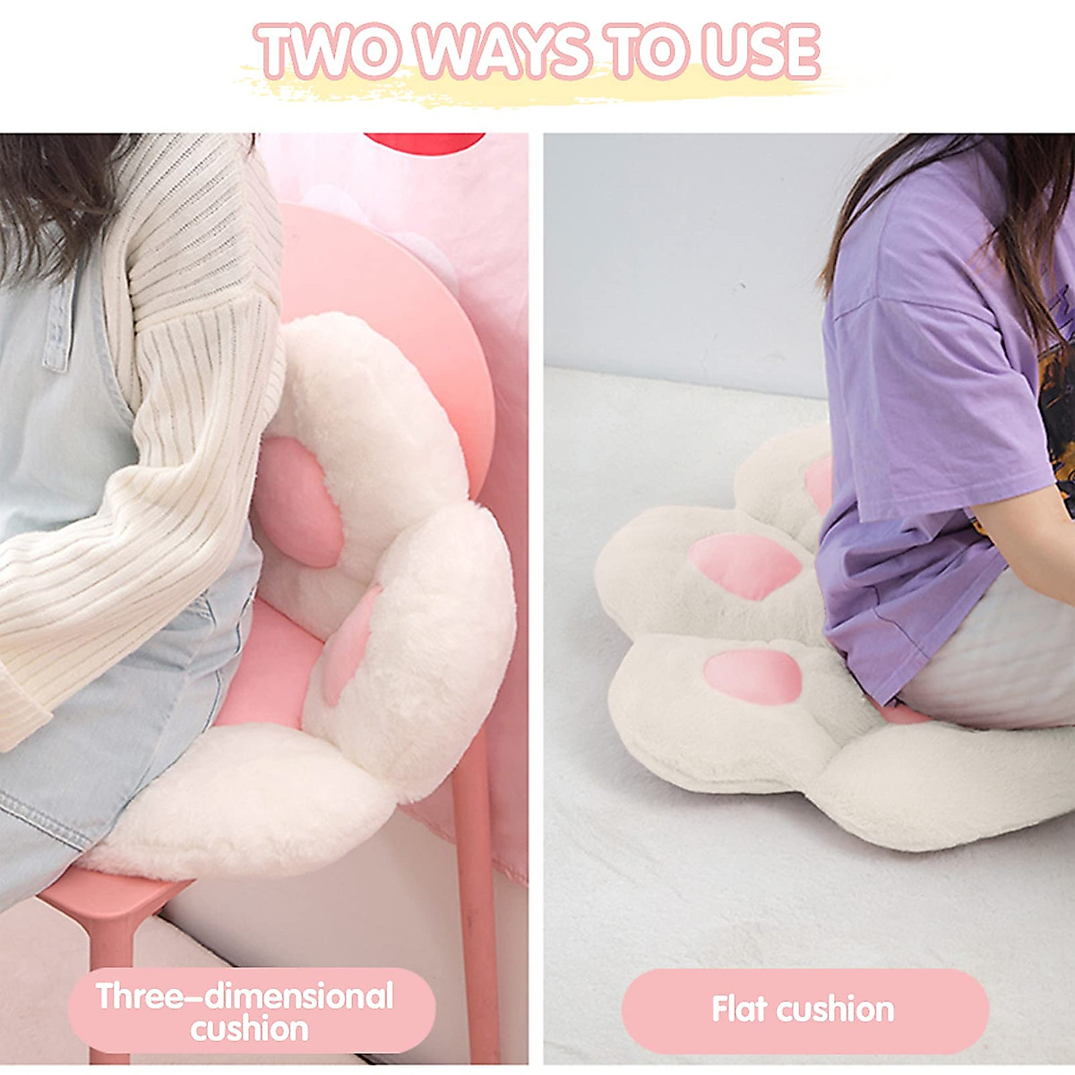 Cute Cat Paw Cushion Lazy Sofa Office Chair Cushion Bear Paw Warm Floor Cute Seat Pad for Dining Room Bedroom Comfort Chair for Health Building White 31.4 * 27.5 inch