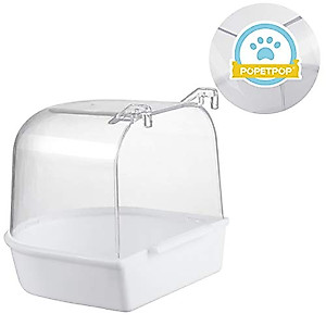 POPETPOP Bird Bath Hanging Parrot Bath Covered - Birdcage Outside Bathing Tub for Small Brids Budgerigar Canary Parrots - Bird Cage Accessories (Random Color)