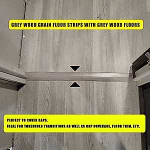 DAILISEN Self Adhesive Vinyl Flat Floor Transition Trim Strip,Wood Floor Gap Cover Strips,for Laminate,Wood to Vinyl,Door,Floor Gap Cover and Joining.Wood Grain,78.7in L x 1.57in W, Grey
