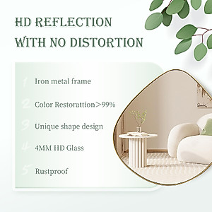 BIKARSOUL Irregular Wall Mirror Metal Gold Framed Wall Mirror for Living Room Bedroom Bathroom Entryway Wall Decor 31.5"*32" BKS002Gold