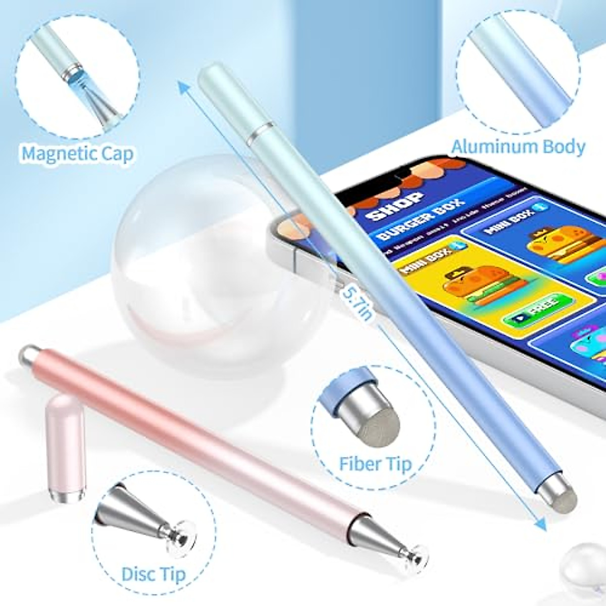 Stylus Pens for Touch Screens(3 Pcs), High Precision 2-in-1 Stylus Pen for iPad Compatible with iPad/iPhone/Tablet/Android/iOS and All Capacitive Touch Screens
