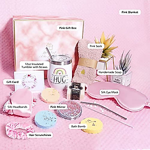 Get Well Soon Gifts for Women Self Care Gifts for Feel Better Spa Tumbler Relaxation Care Package for Encouragement Gift Thinking of You Box with Blanket Coffee Tumbler for Friends