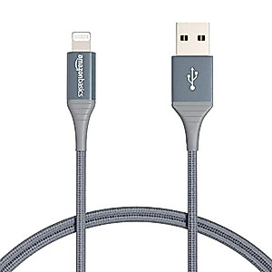 Amazon Basics USB-A to Lightning Charger Cable, Nylon Braided Cord, MFi Certified Charger for Apple iPhone 14 13 12 11 X Xs Pro, Pro Max, Plus, iPad, 10,000 Bend Lifespan, 6 Foot, Dark Gray