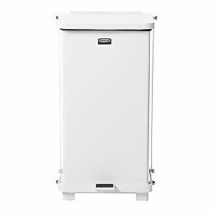 Rubbermaid Commercial Products Defenders Step-On Trash Can with Plastic Liner, 6.5-Gallon, White, Good with Infectious Waste in Doctors Office/Hospital/Medical/Healthcare Facilities