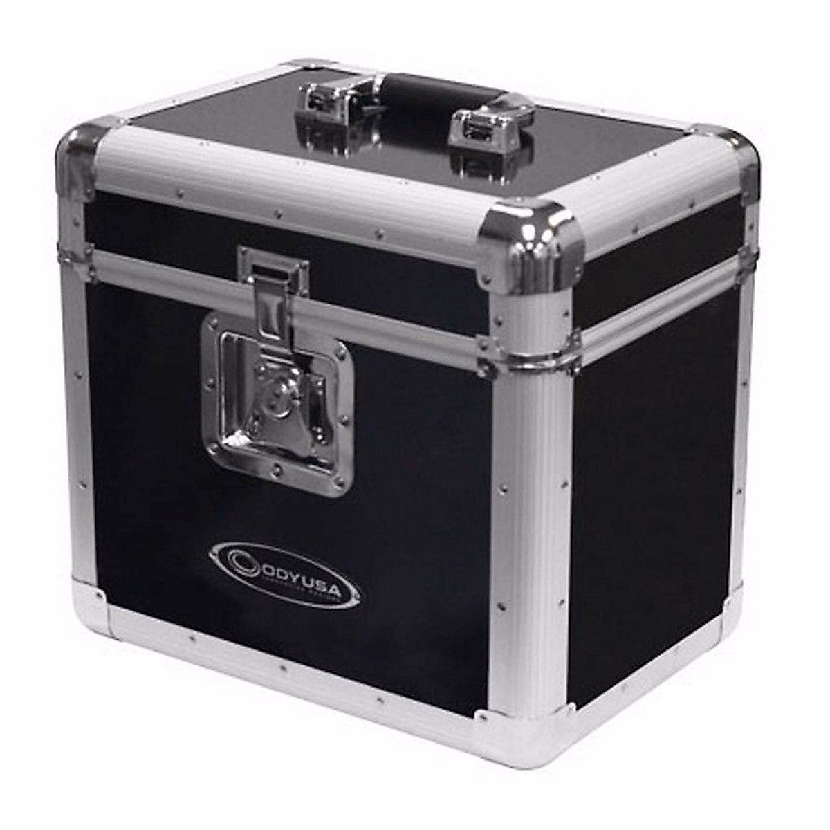 Odyssey KROM Series Record Utility Case for 70 Individual 12" Vinyl Records and LPs with Foam-Lined Interior, Secure Lock, and Handle, Silver