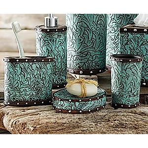 BLACK FOREST DECOR Tooled Turquoise Flowers Bath Set (3 pcs)