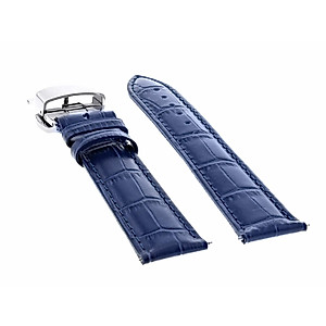 Ewatchparts 18MM BLUE LEATHER WATCH BAND STRAP DEPLOYMENT BUCKLE CLASP BRACELET COMPATIBLE WITH IWC 2B
