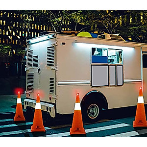 RoadHero 28 Inch [2 Pack] Collapsible Traffic Safety Cones, Multi Purpose Pop-up Cones with Reflective Collar for Road Safety, Orange Cones with LED Light for Driving Training, Parking Lots