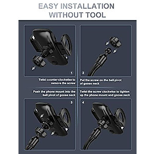 Car Cup Holder Phone Mount, Cup Phone Holder for Car 360° Adjustable Gooseneck Car Phone Holder for Cell Phone, iPhone,Samsung,Huawei,LG, Sony, Nokia GPS and More, Black