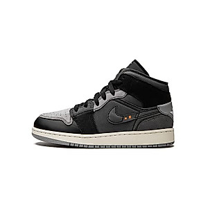 Nike Jordan Youth Air Jordan 1 Mid SE Craft GS DV0438 001 - Size 5.5Y, Black/Cement Grey-lt Graphite