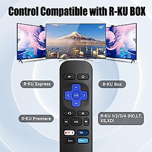 Universal Replacement Remote Control Compatible with Roku Express，for Roku Box, for Roku Player，for Roku Premiere，Compatible for Roku 1/2/3/4 (HD,LT,XS,XD).(NOT for Roku Stick and Roku TV)(Pack of 2)