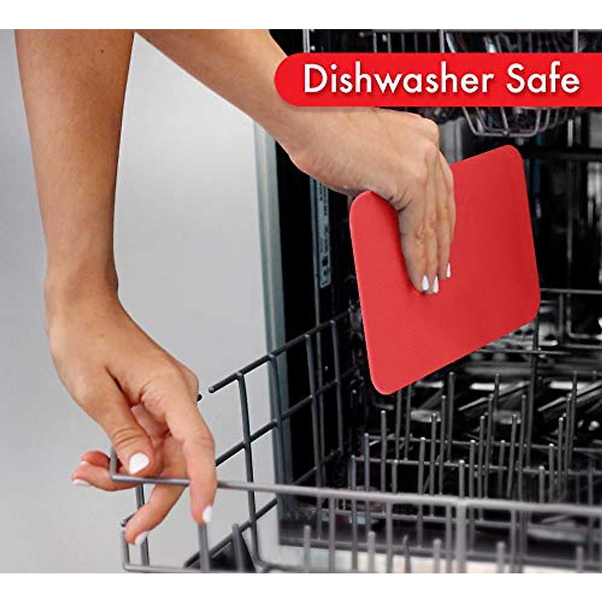 Dexas Heavy Duty Grippmat Flexible Cutting Board Set of Four, 5.5 x 8, Gray, Red, White, Green