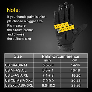 ROCKBROS Mountain Bike Gloves Dirt Bike Gloves Motorcycle Cycling Gloves with 6MM Gel Pad Touch Screen Knuckle Protection Gloves for BMX MX ATV MTB Racing Black-M